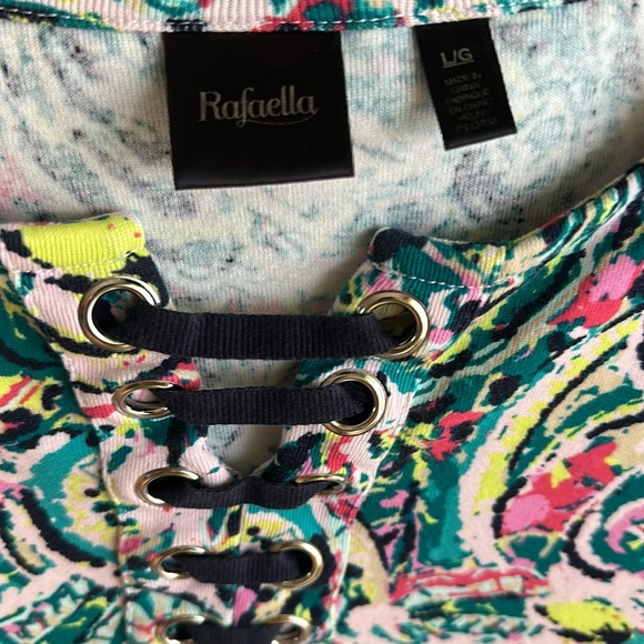 Rafaella | Tops | Rafaella Pinkgreen Paisley Short Sleeve T Shirt With ...